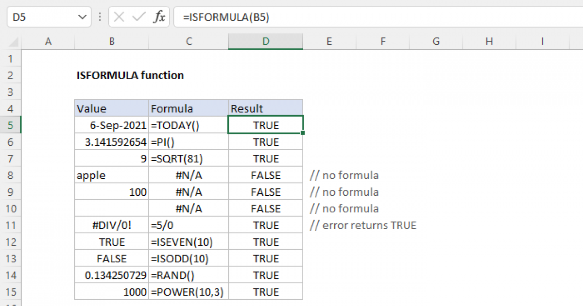 Excel ISFORMULA function | Exceljet